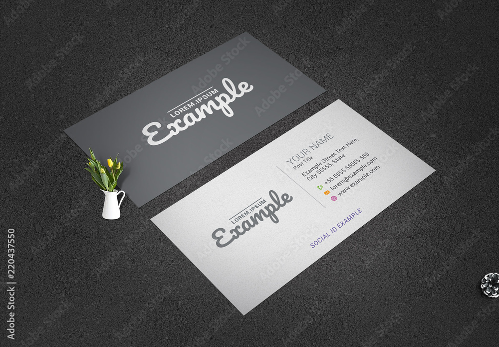 Grayscale Business Card Layout Stock Template | Adobe Stock