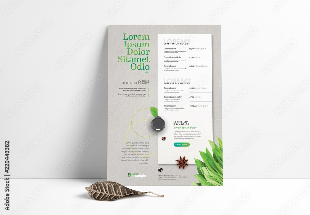Menu Layout with Plant Imagery Stock Template | Adobe Stock