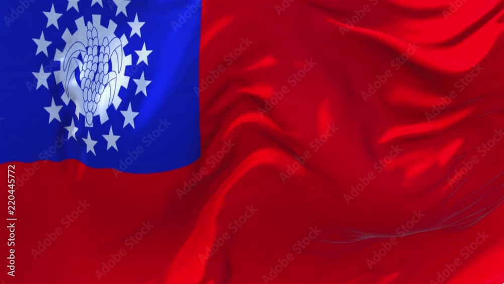 24. Myanmar Burma Flag Waving in Wind Slow Motion Animation . 4K ...