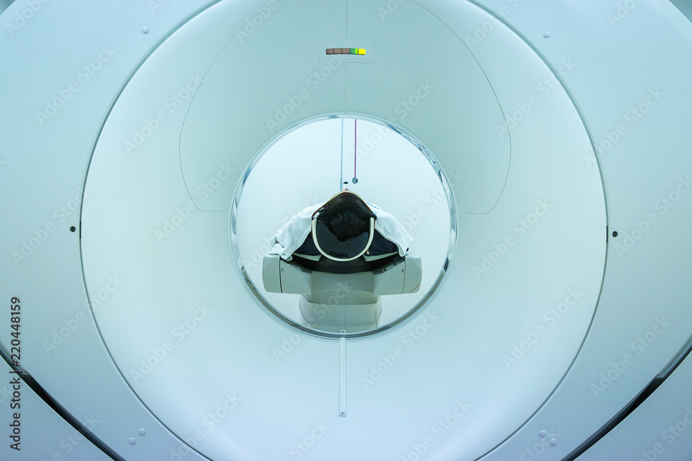 Process of CT scanning of an old patient. Man Receiving a Medical Scan ...
