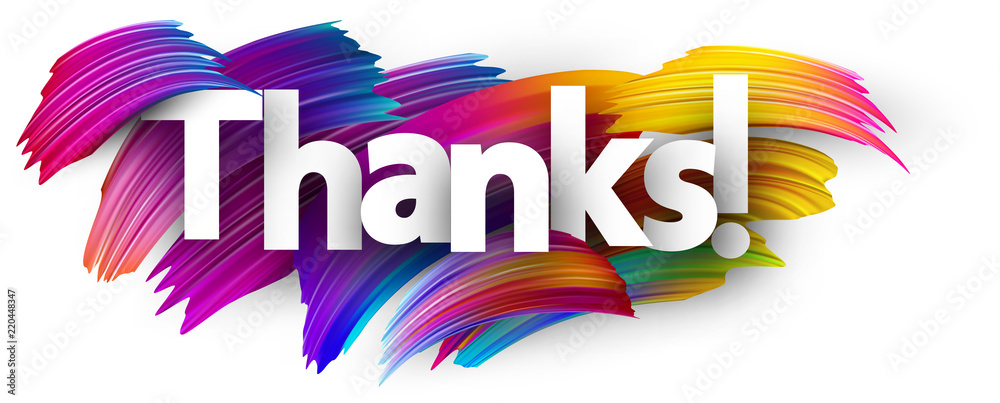 Thanks paper poster with colorful brush strokes. Stock Vector | Adobe Stock