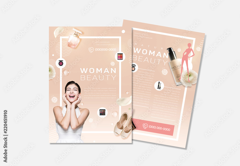 Flyer Layout With Beige Accents Stock Template | Adobe Stock