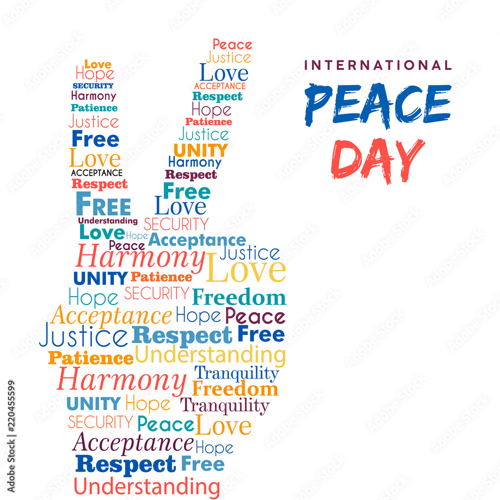 World Peace Day design of hand sign for freedom Stock Vector | Adobe Stock