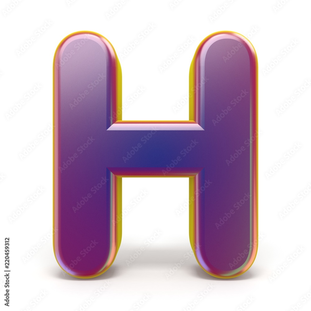 Letter H purple font yellow outlined 3D Stock Illustration | Adobe Stock