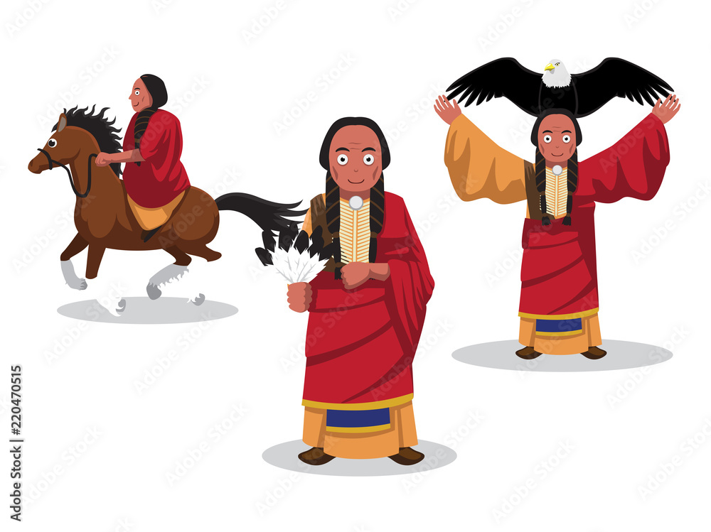 Native American Comanche Poses Cartoon Vector Illustration Stock Vector ...
