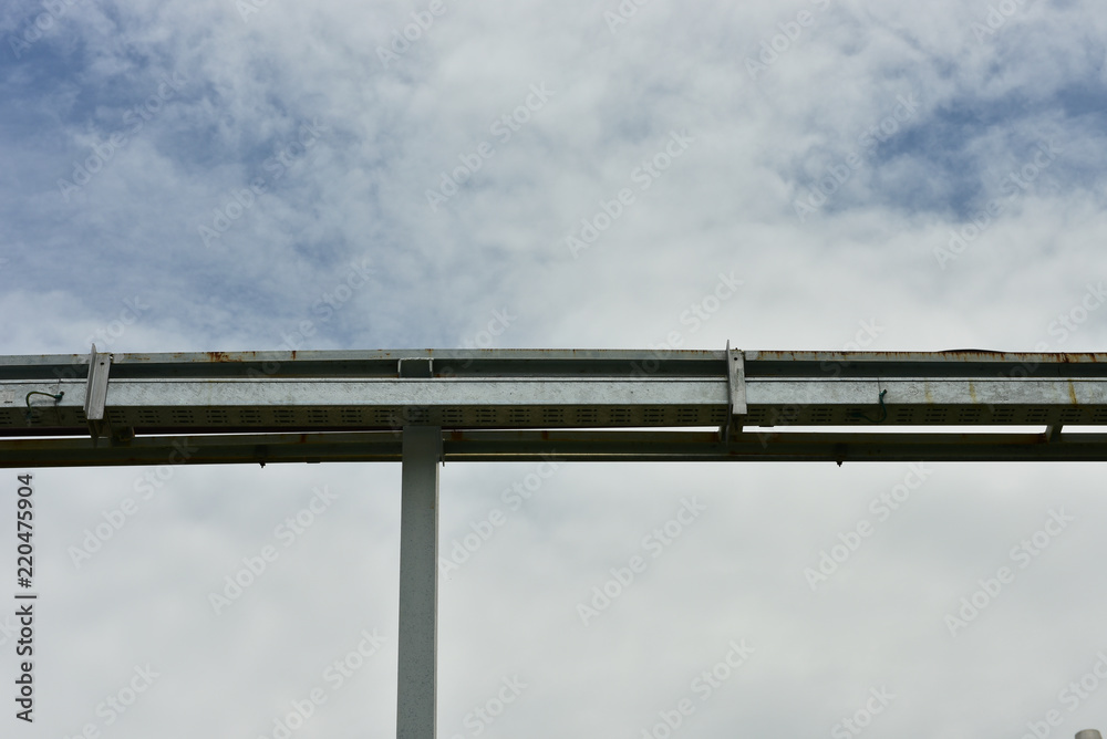 Metal cable tray for wire,cable, capper on blue sky background,ground ...