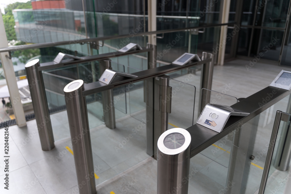 security at an entrance gate with key card access control smart office ...
