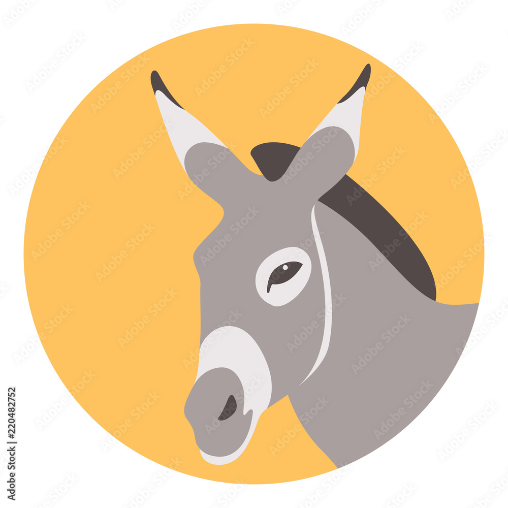 donkey head vector illustration flat style profile Stock Vector | Adobe ...
