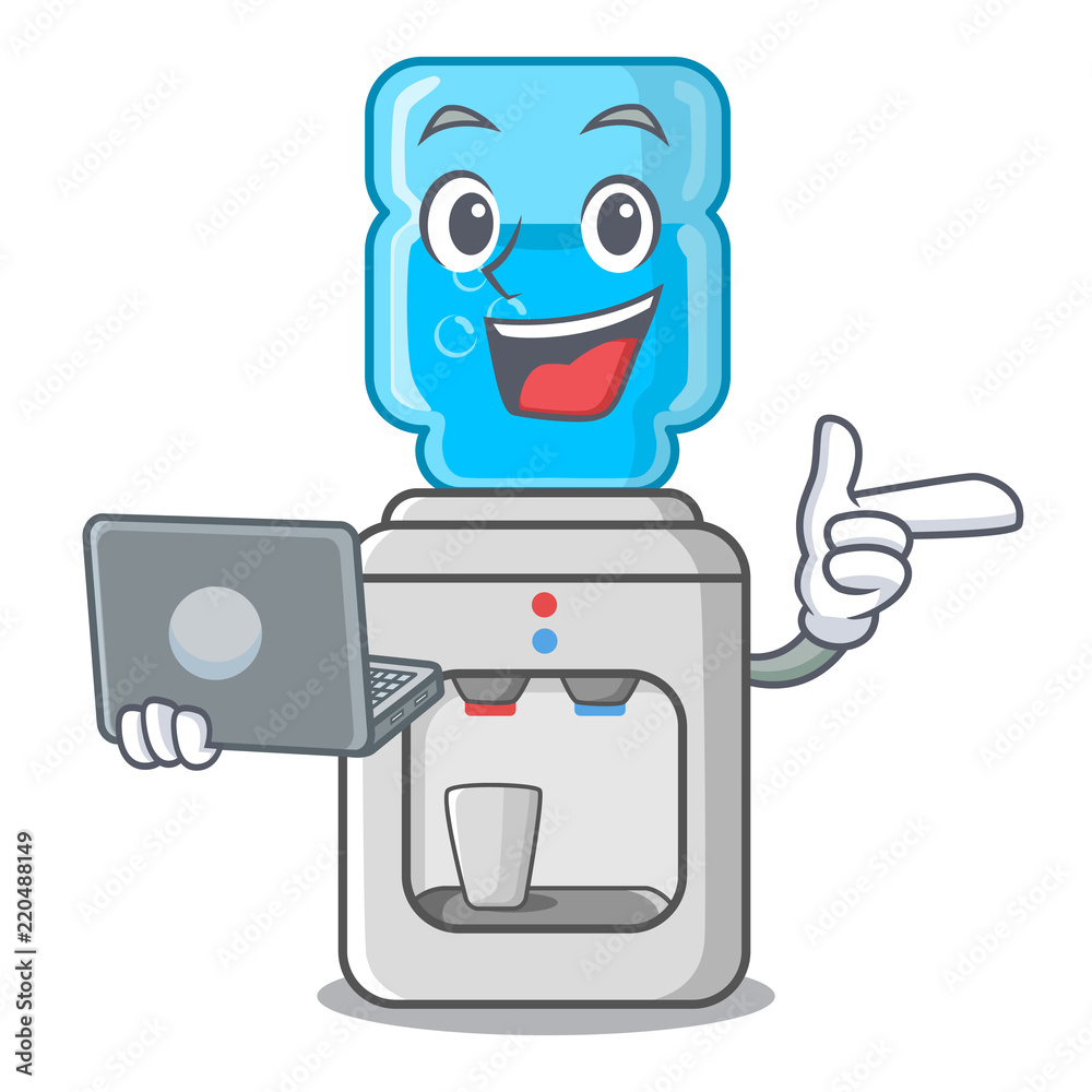 With laptop cartoon water cooler for office and home Stock Vector ...