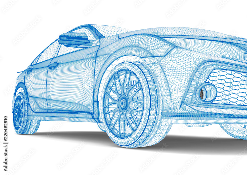 X-ray of a car / 3D render image representing a X-ray of a car Stock ...
