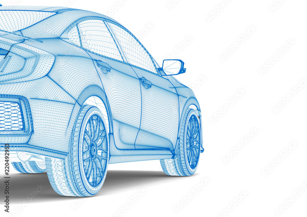 X-ray of a car / 3D render image representing a X-ray of a car Stock ...