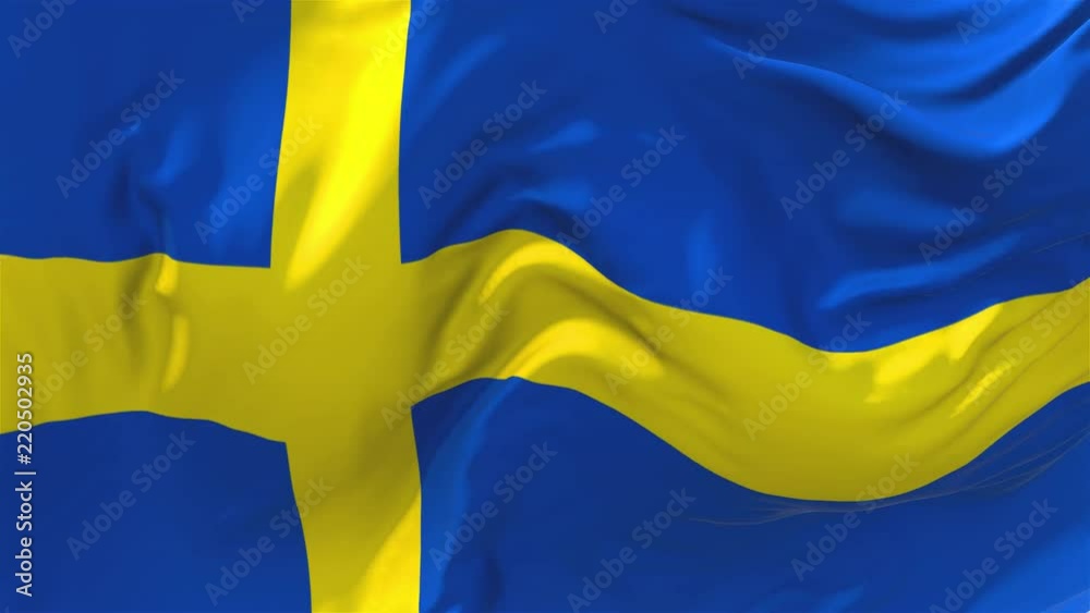 52. Sweden Flag Waving in Wind Slow Motion Animation . 4K Realistic ...