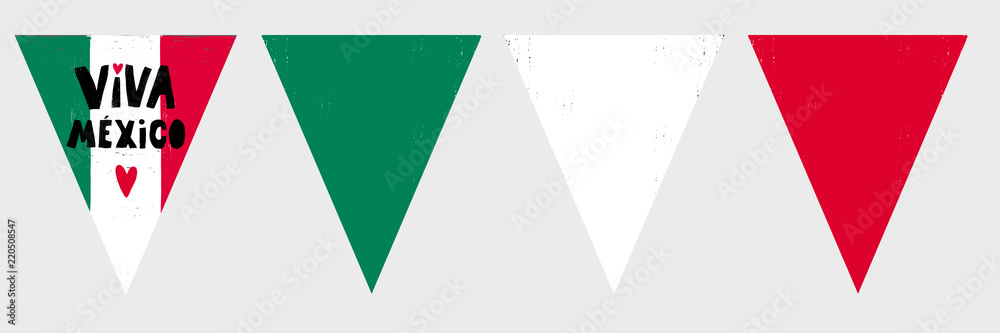 Mexican Independence Day Vector Garland. White, Red and Green Smooth ...