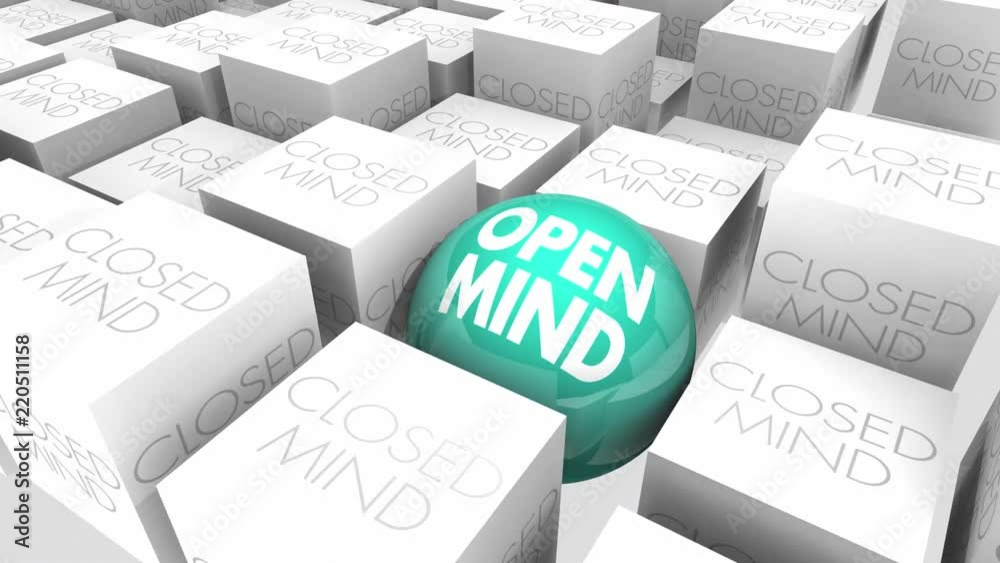 Open Vs Closed Mind Accepting New Ideas Sphere in Cubes 3d Animation ...