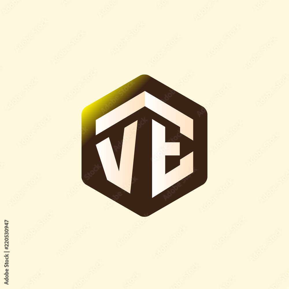 V E Initial letter hexagonal logo vector Stock Vector | Adobe Stock