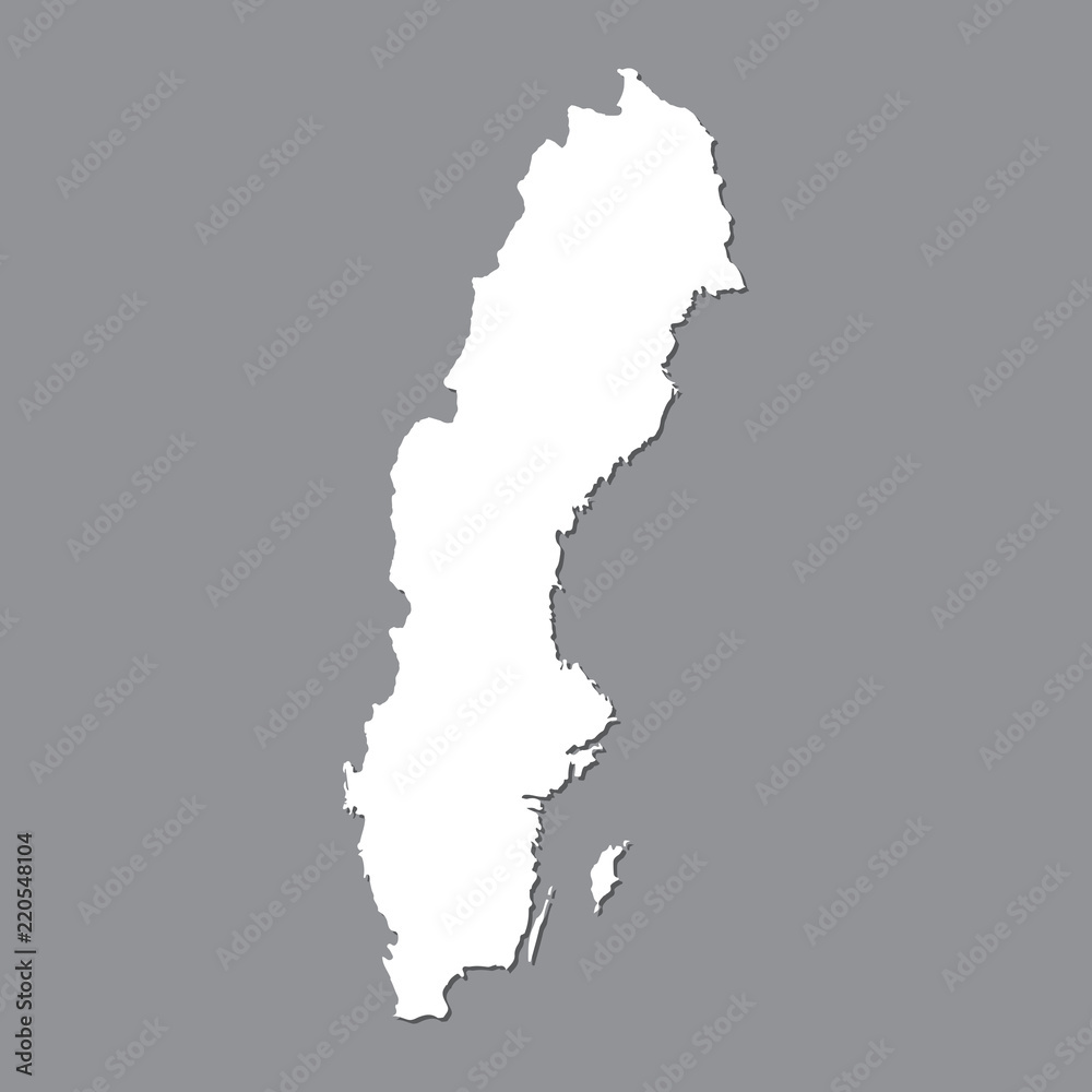 Blank map Sweden. High quality map of Sweden on gray background for ...