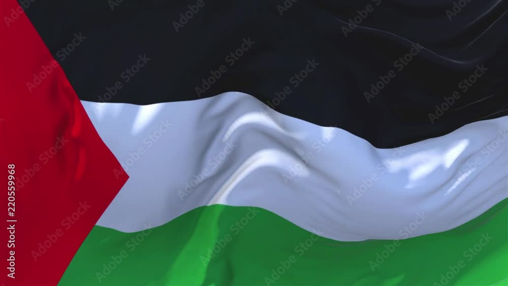 98. Palestine Flag Waving in Wind Slow Motion Animation . 4K Realistic ...