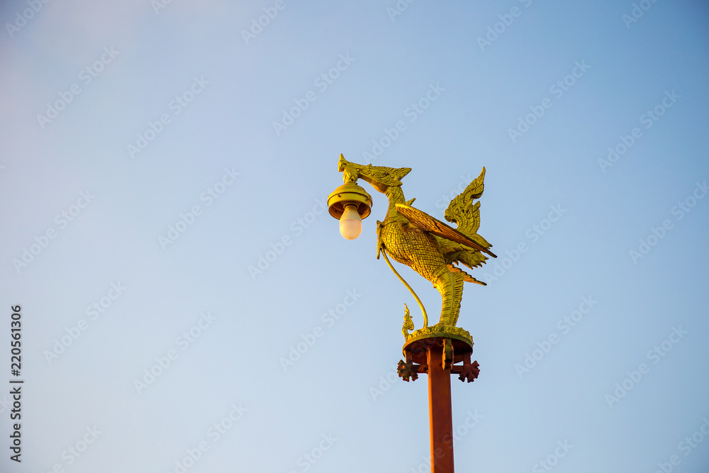 Close up asian phoenix sculpture in Asia temple. Asia culture art ...