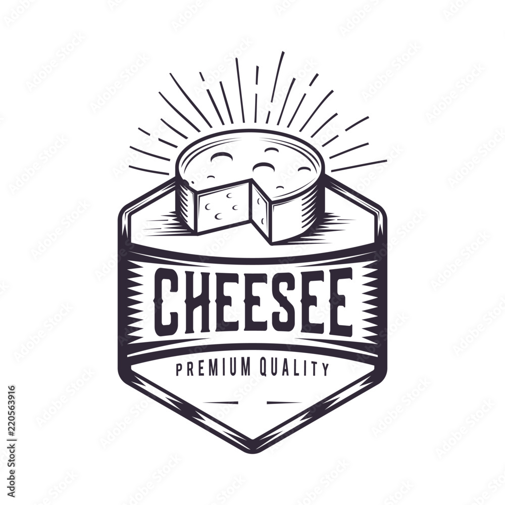 Retro Cheese joint. Vintage fast food illustration. Logo design. Stock ...