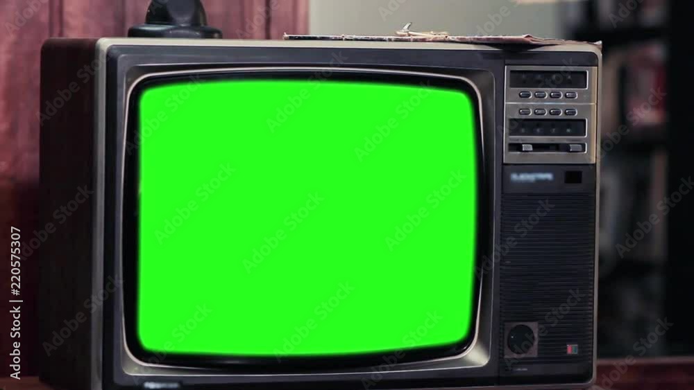 80s TV With Green Screen. Red Tone. Zoom Out Deep. You can replace ...