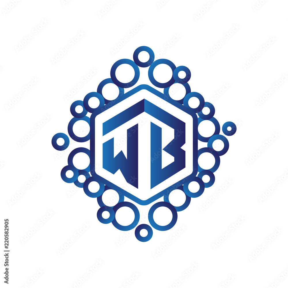 W B Initial letter hexagonal logo vector Stock Vector | Adobe Stock