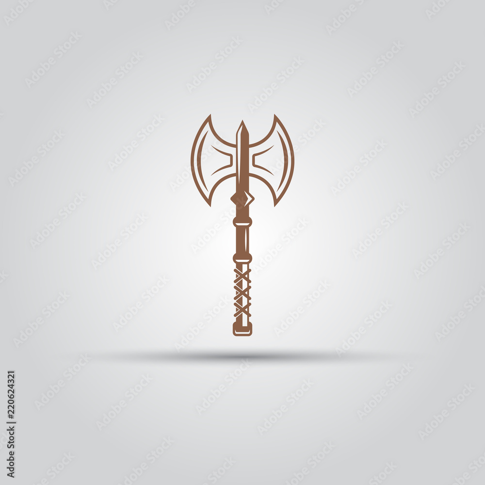 Viking double sided axe isolated vector icon Stock Vector | Adobe Stock