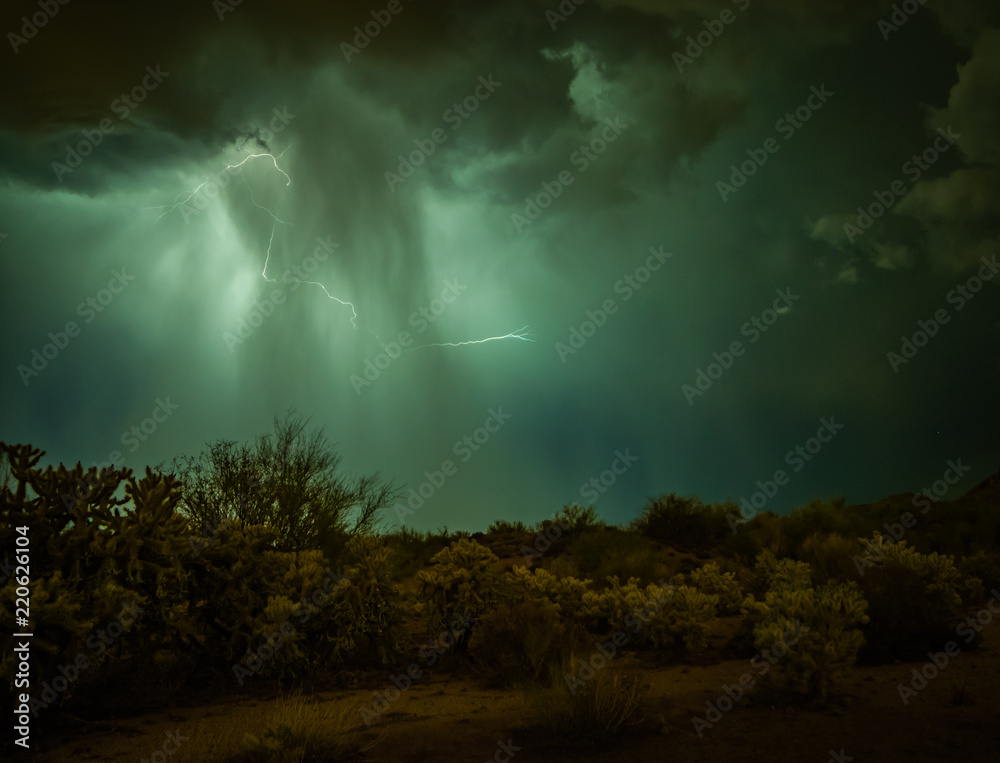 Monsoon storms in the Sonoran desert near Phoenix, Arizona causes ...