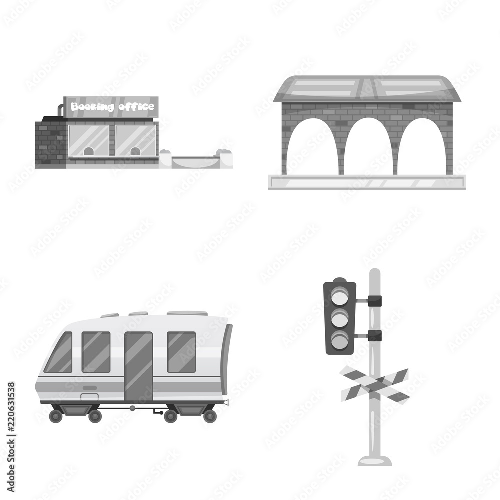Vector design of train and station icon. Collection of train and ticket ...