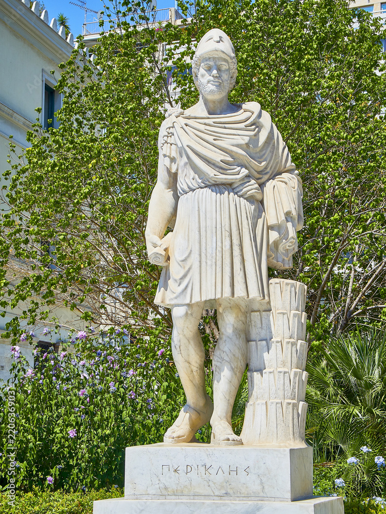 Statue of Pericles at the Athinas street of Athens. Attica, Greece ...