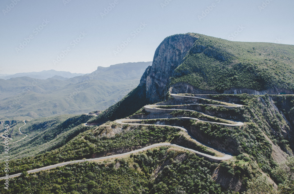The impressive Serra da Leba mountain pass with many winding curves ...