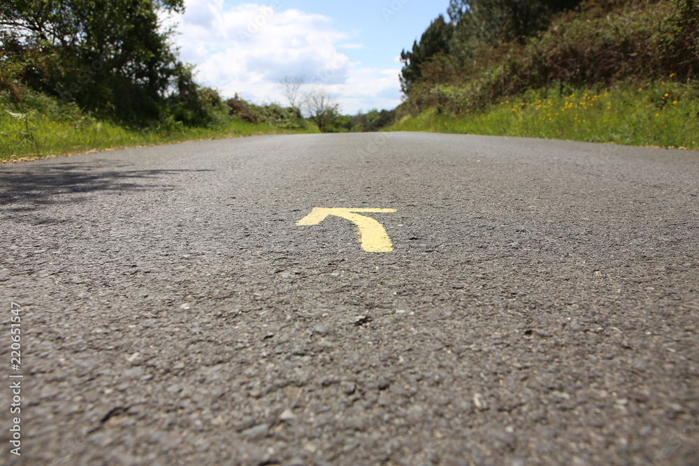 gelber Pfeil am Camino del Norte mit Beginn in Irun Stock Photo | Adobe ...