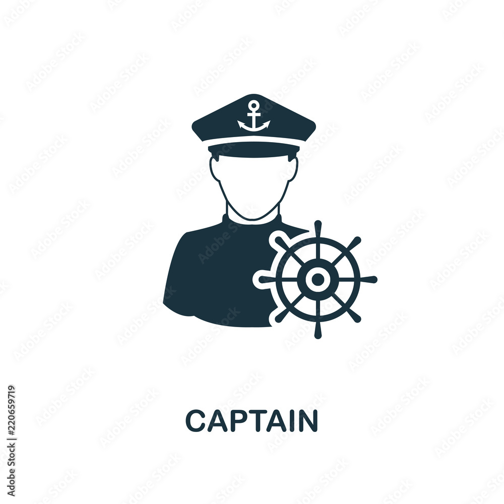 Captain icon. Monochrome style design from professions icon collection ...