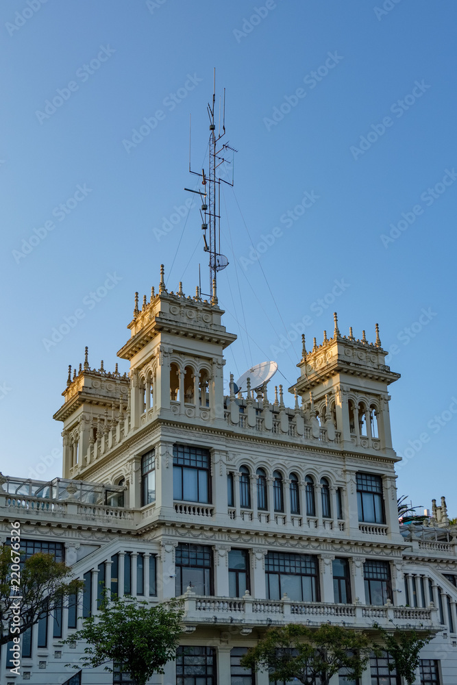 Old radio station building with crenellated towers Stock Photo | Adobe ...