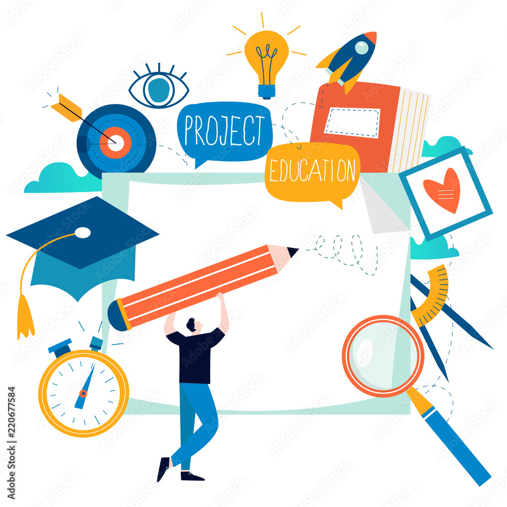Education, online training courses, distance education flat vector ...