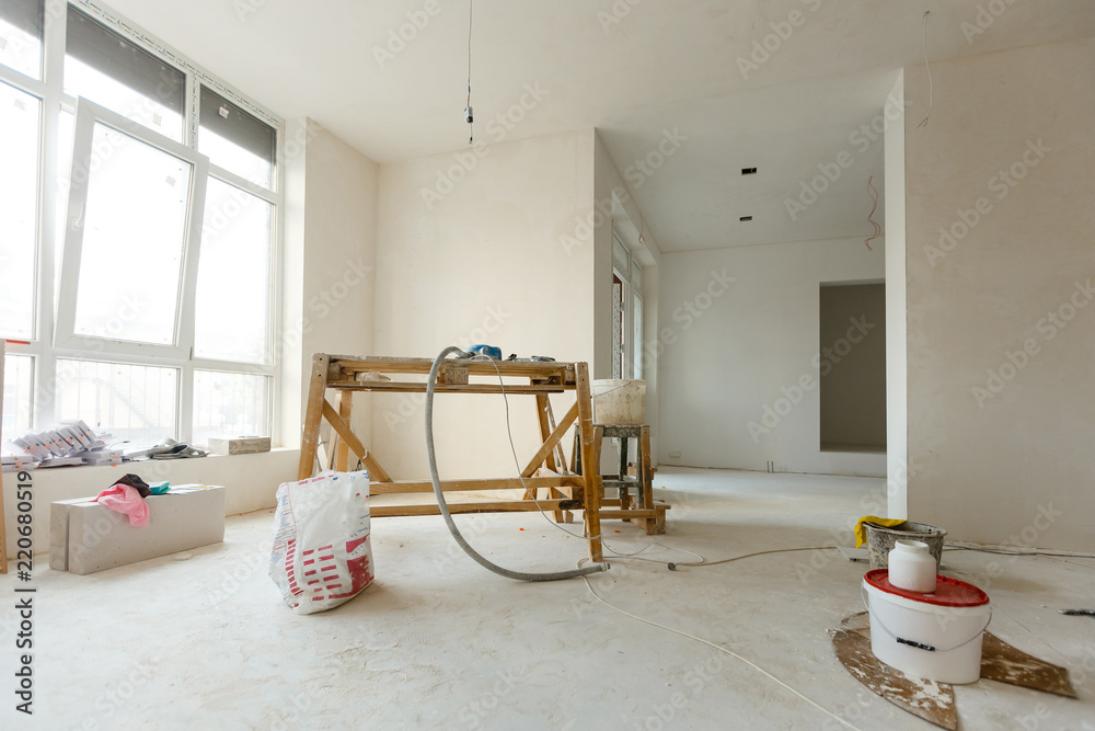 Building is a new house for the installation Interior construction of ...