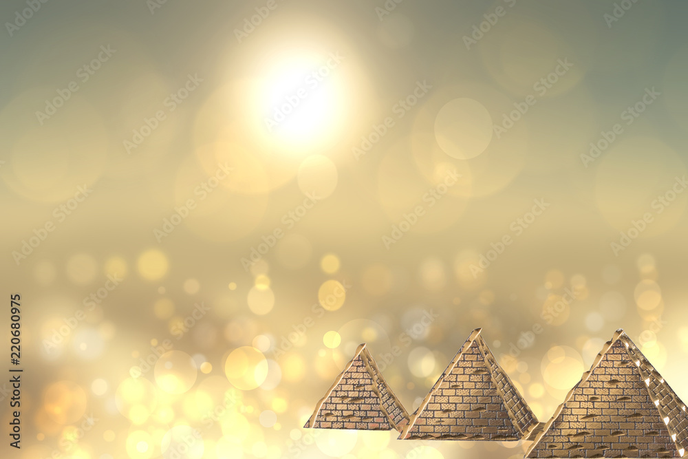 Golden pyramids ancient egypt with golden shinig bokeh background ...