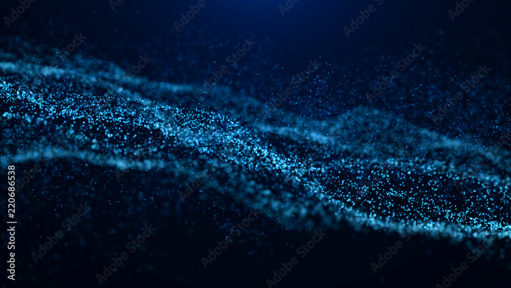 Wave of particles. Abstract particle. Data visualization. Abstract ...