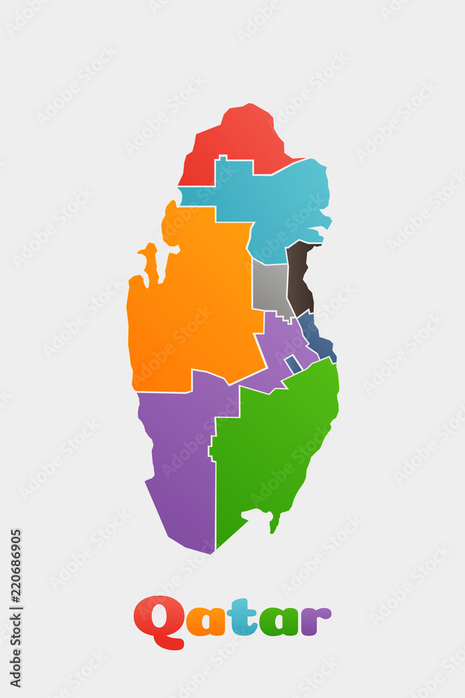 Qatar Provinces map. Concept for Political Regions. Vector logo Stock ...