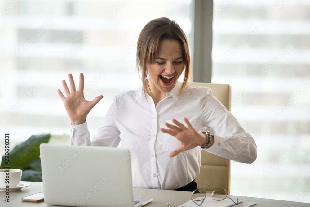 Happy Employee At Desk