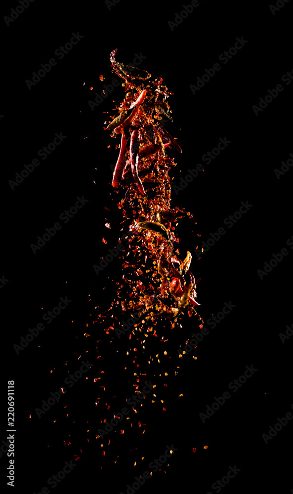 Cayenne pepper powder explosion,Flying Cayenne pepper,Motion blur Stock ...