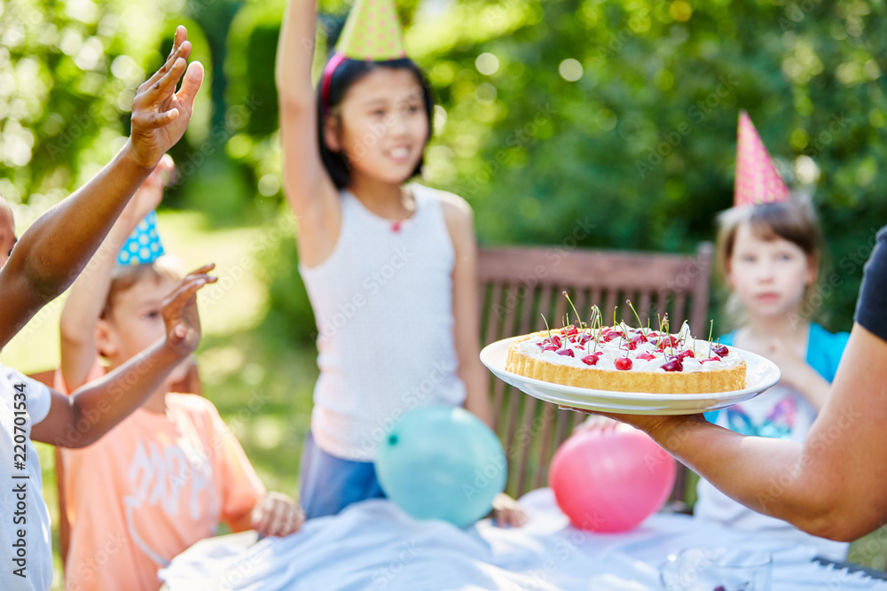 Childrens birthday party with cake Stock Photo | Adobe Stock