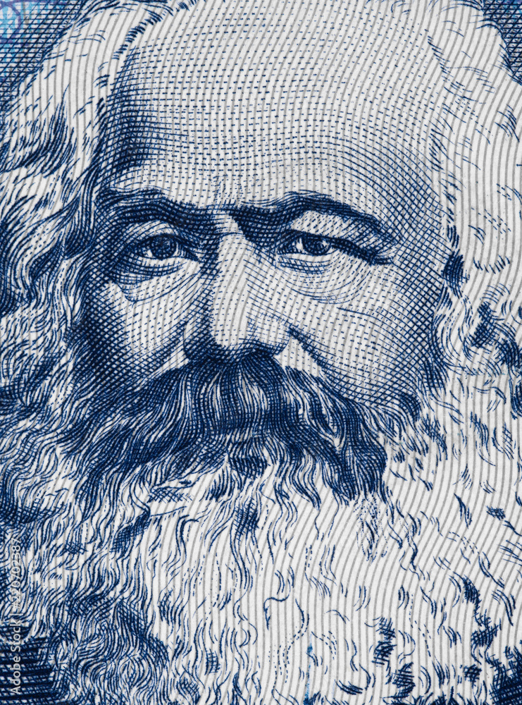 Foto de Karl Marx portrait on East German 100 mark (1975) banknote ...