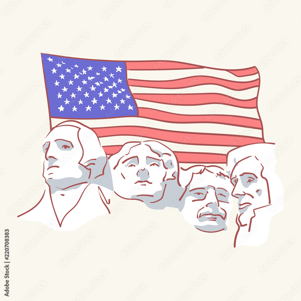 USA founding fathers flag hand drawn style vector doodle design ...