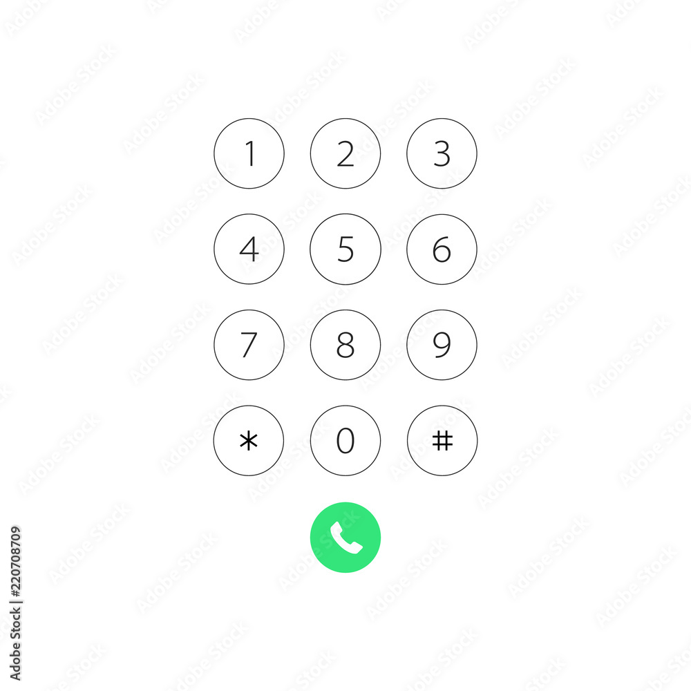 Keypad with numbers for phone. User interface keypad for smartphone ...