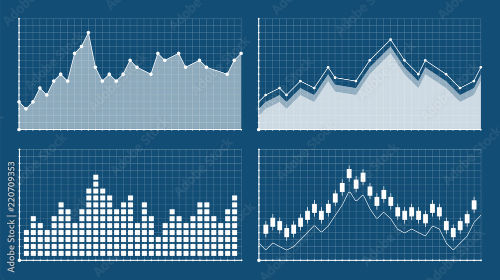 Bar graph and line graph templates, business infographics, vector ...