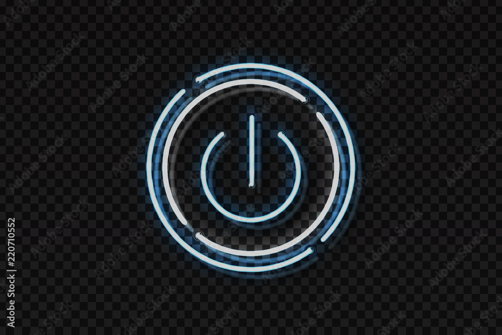 Vector realistic isolated neon sign of power button for decoration and ...