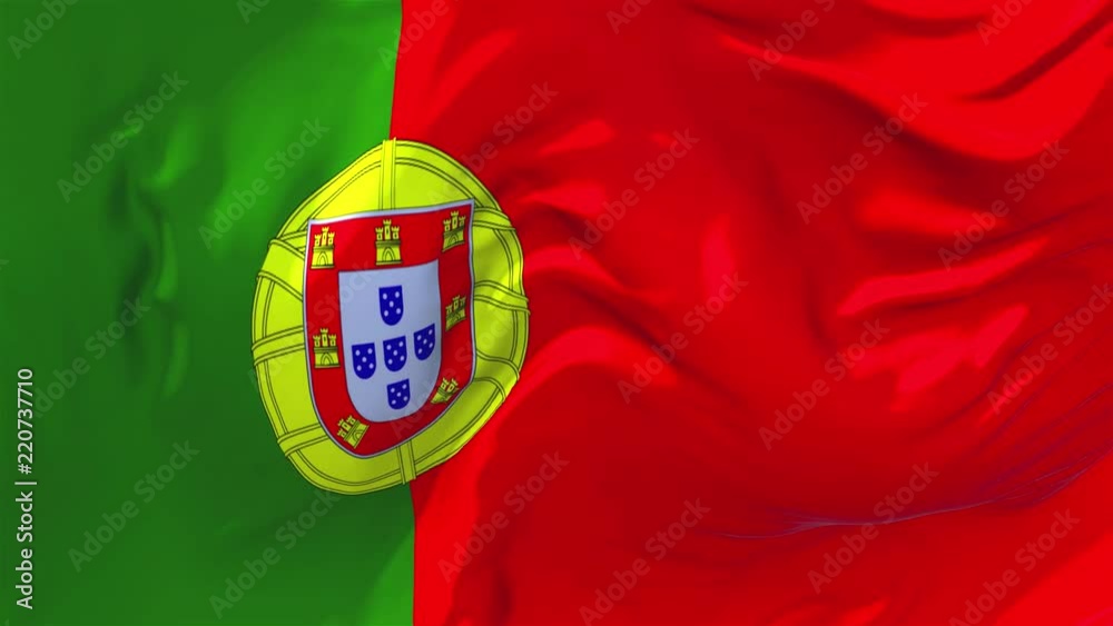 234. Portugal Flag Waving in Wind Slow Motion Animation . 4K Realistic ...