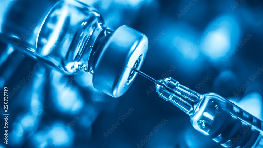 Vaccine vial dose flu shot drug needle syringe,medical concept ...