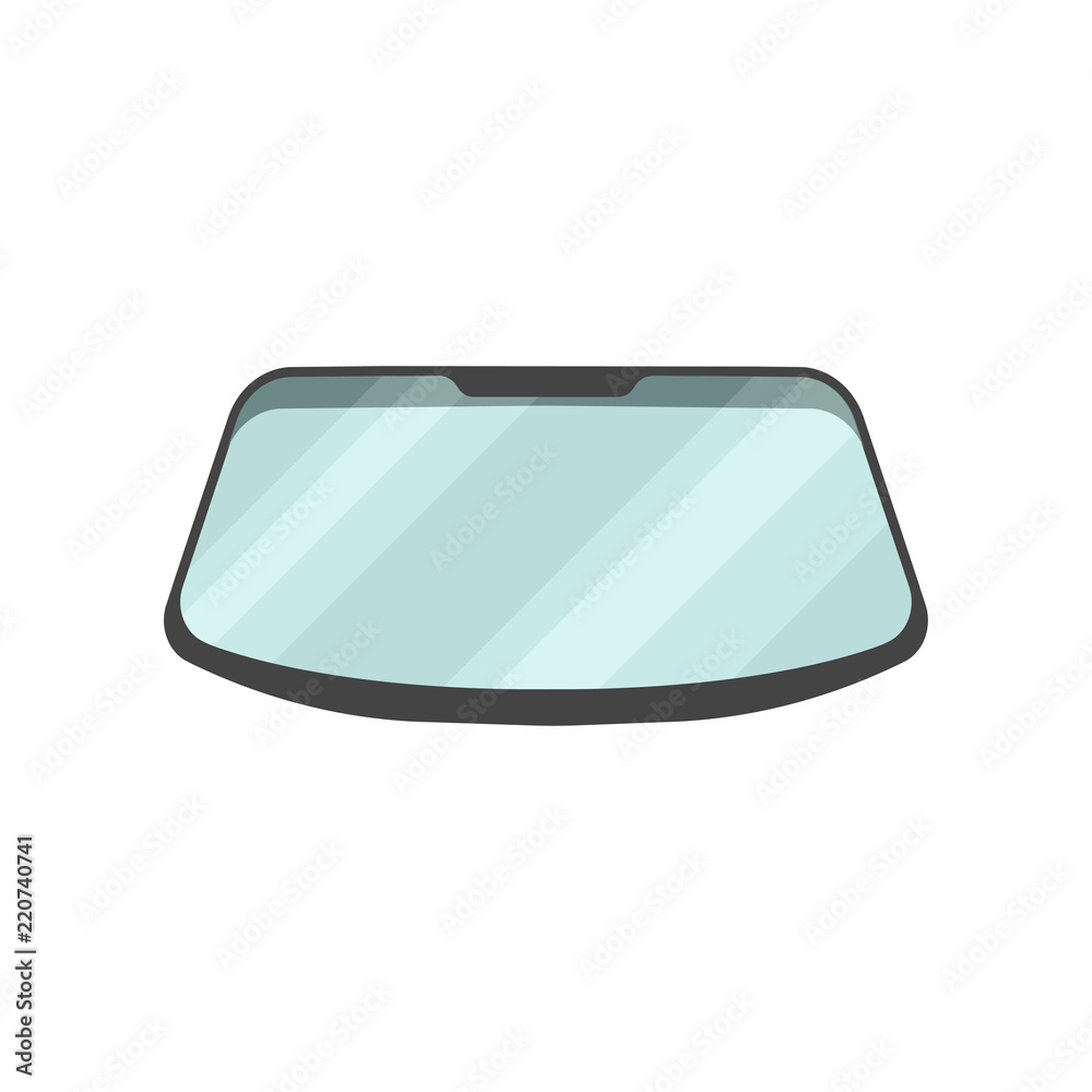Windshield of passenger automobile. Part of car. Flat vector for ...