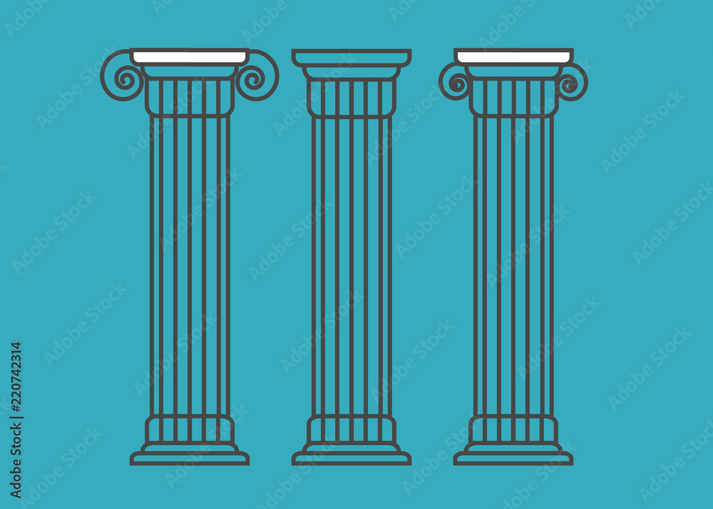Greek and roman pillar. Outline vector pillar illustration ...